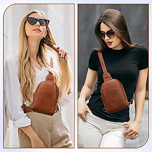 Hvjcez Small Sling Bag for Women Waterproof Vegan Leather Crossbody Fanny Pack Chest Bag for Women Trendy Crossbody Purse for Travel Gift Brown