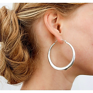 EXGOX Gold Large Hoop Earrings for Women 925 Sterling Silver Hoop Earrings Hypoallergenic Lightweight 14K Real Gold Plated Big Circle Hoop Earrings for Women (30/40/50/60mm)