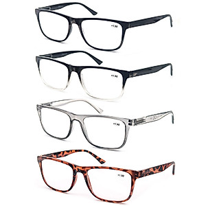 OLOMEE Reading Glasses 1.5 Oversized Large Square Men Readers 4 Pack,Lightweight Cheaters Glasses W/Comfortable Spring Hinges