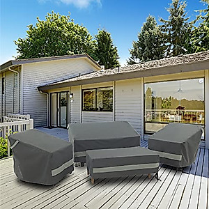 loriano Patio Furniture Covers 4 Piece, Outdoor Furniture Covers Waterproof, 600D Heavy Duty Lawn Patio Covers Set Grey