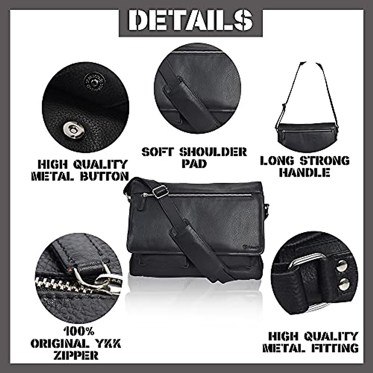 VALENCHI Leather Messenger Bag For Men - Laptop Messenger Briefcase & Shoulder Bag-Office, Work, Travel