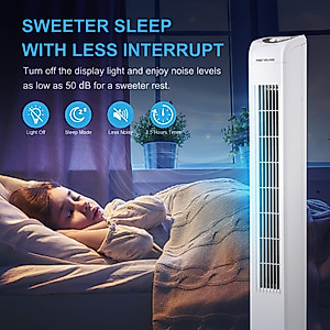 FREE VILLAGE JTF-03R 30'' Bladeless Tower Fan - 30 Inch Portable Tower Fan with Remote, 7.5 Hours Timer, 70° oscillation, Compact Size, 3 Modes and 3 Speed Settings, Safe for Kids and Pets, White