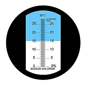 High Accuracy Refractometer Salt Concentration 0-28% Brine Salinity Refractometer with 0.2% Division Automatic Temperature Compensation (ATC) Refractometer