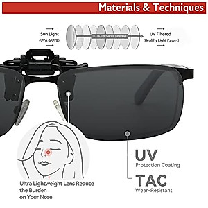 MVICRDU Clip on Sunglasses over Prescription Glasses for Men & Women Flip up Sunglasses Polarized UV Protection Lens CG3