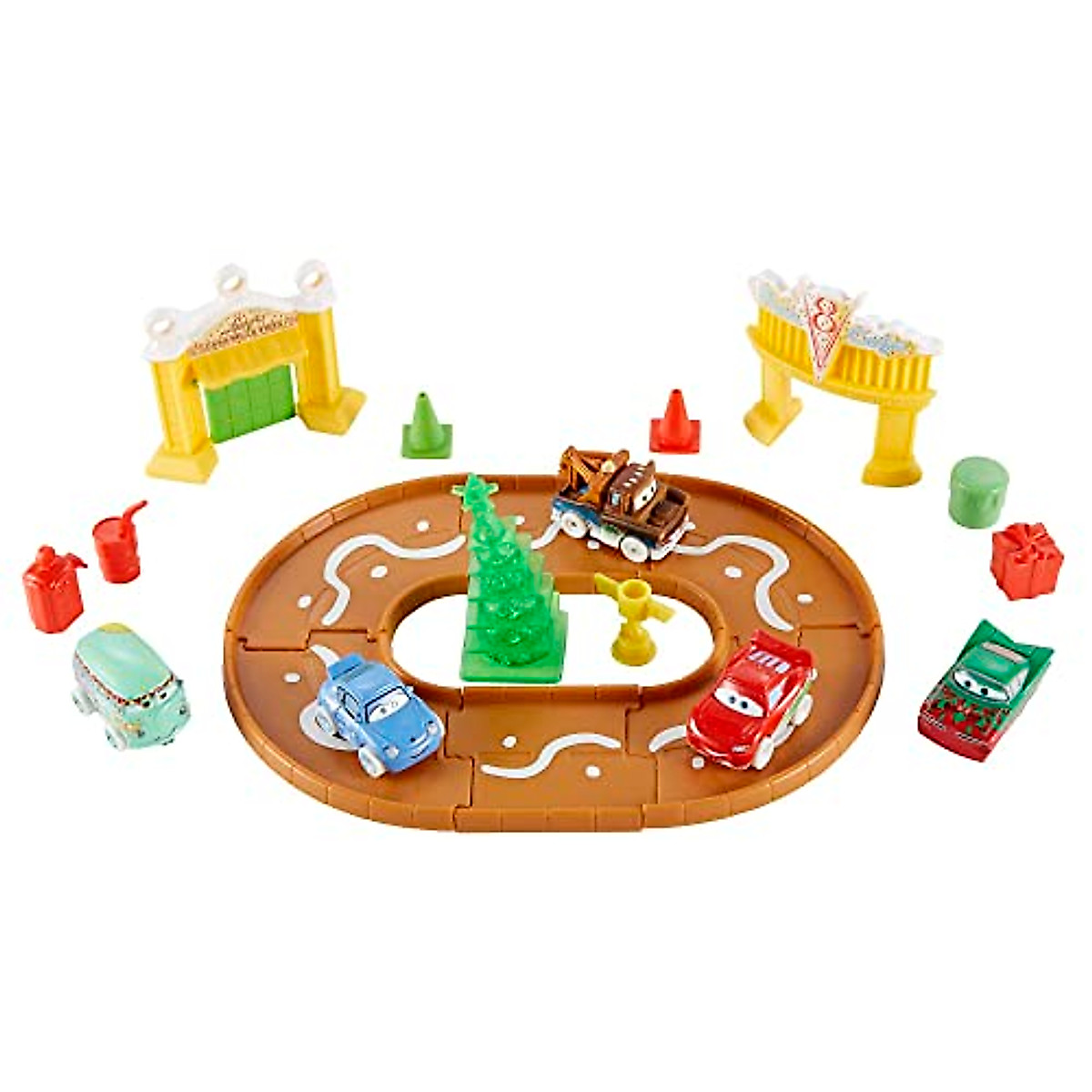 ​Disney and Pixar Cars Toys Mini Racers Advent Calendar with 5 Toy Cars, Track Pieces and Mini-Toy Accessories 25 Surprises Holiday Gifts for Kids