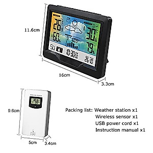 XARONF Indoor Outdoor Thermometer, Weather Station with Atomic Clock, High Precision Temperature Humidity Meter, HD Color Display Weather Thermometer with Backlight