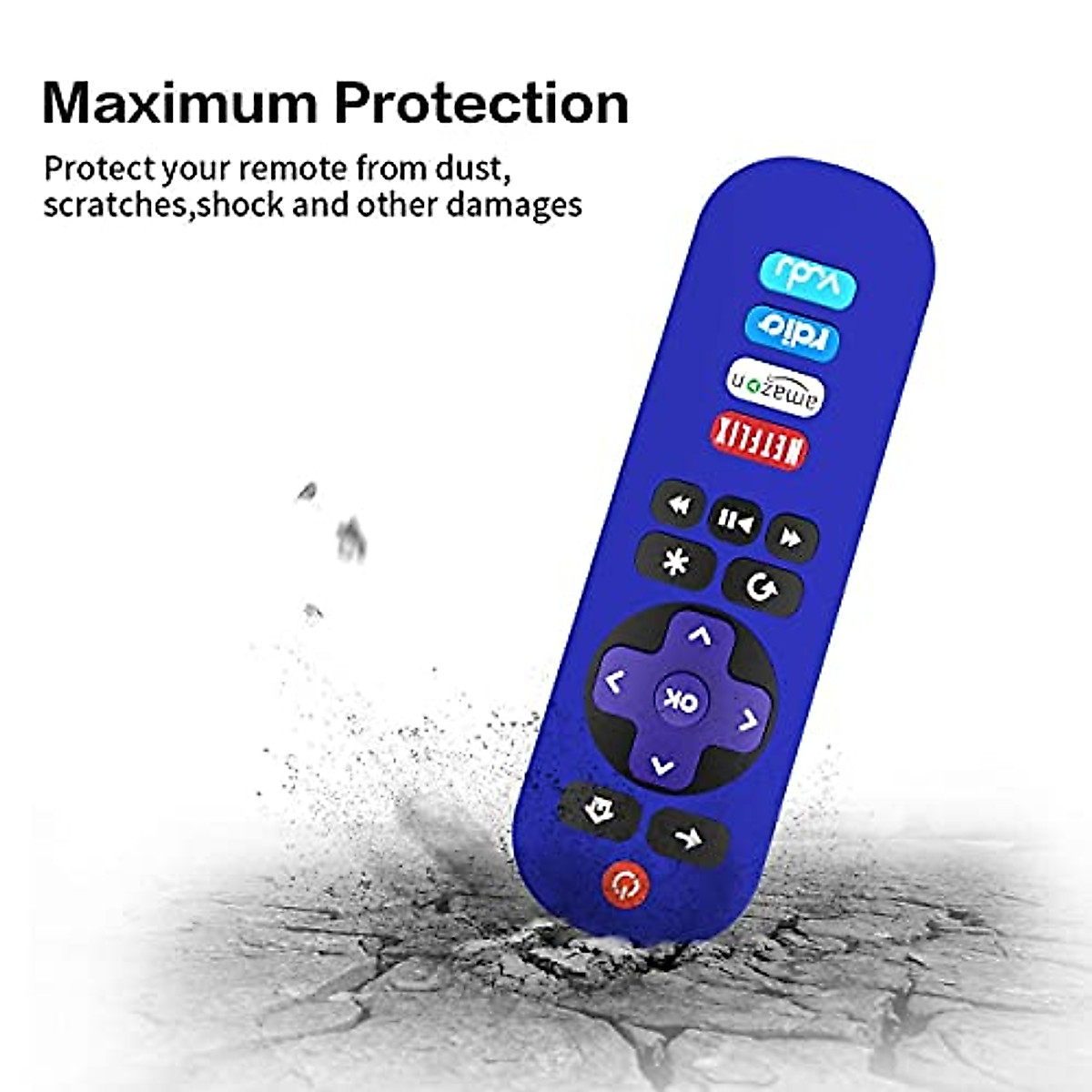 2 Pack Silicone Case for TCL Roku TV RC280 Remote, Protective Universal Replacement Lightweight Shockproof TCL Roku TV Remote Cover with Lanyard (Blue+ Glowing Green)