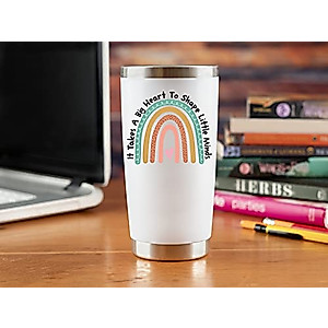 KLUBI Teacher Gifts Coffee Mug - It Takes a Big Heart to Shape Little Minds 20oz Tumbler/Mug - Cute Idea for Appreciation Week, Women, Teaching, Best, Thank You, Birthday, Nanny Gifts, Babysitter