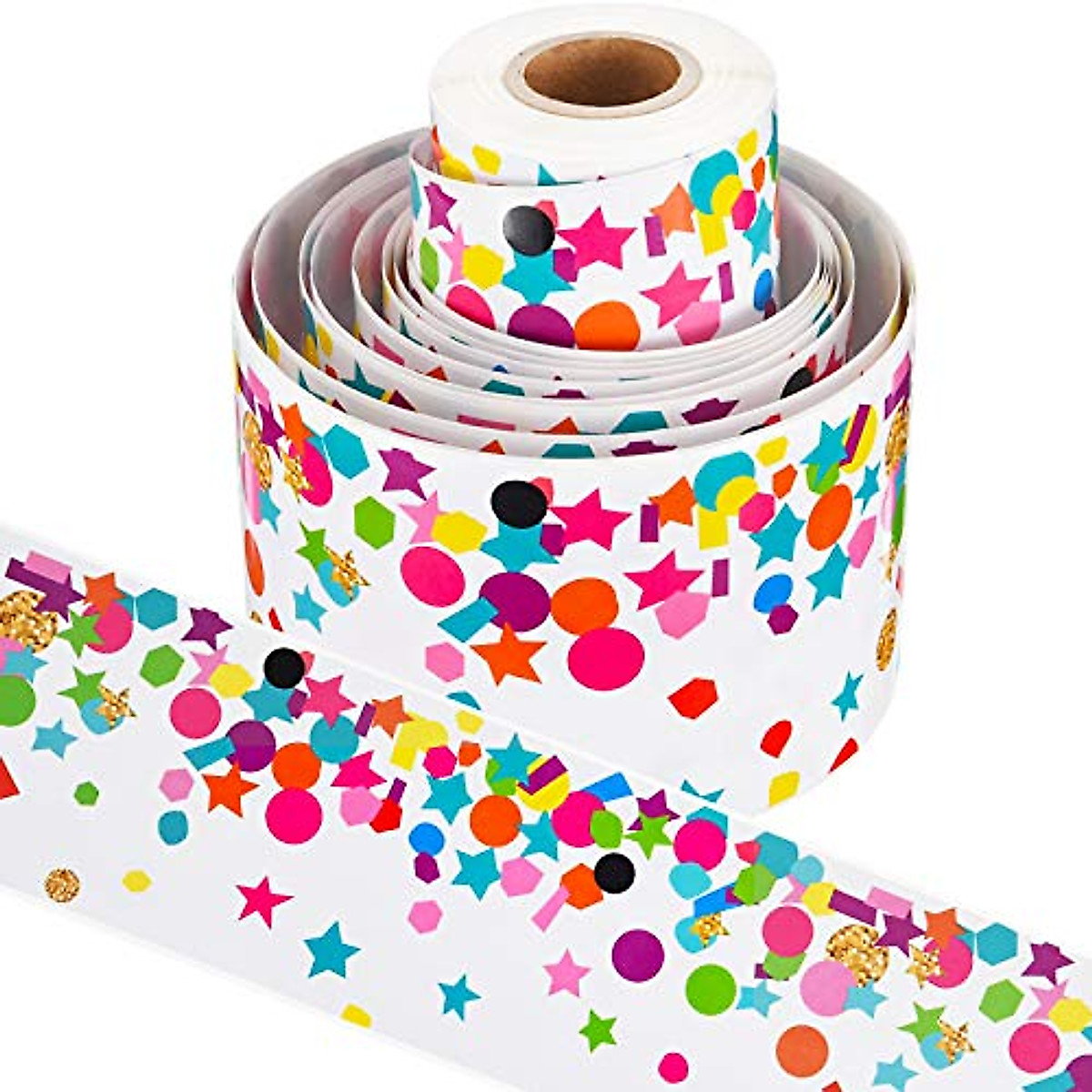 49 Feet Bulletin Board Borders School Themed Decorative Stickers Confetti Teaching Press Border for School Classroom Display Decoration (Color 2)