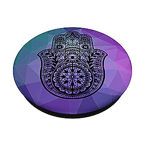 Black Hamsa Hand of Fatima Teal Purple Polygon PopSockets Swappable PopGrip