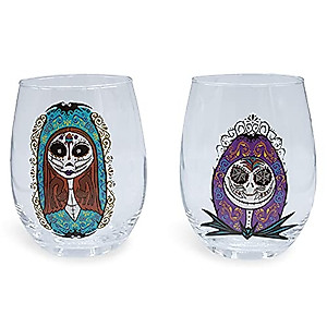 Disney The Nightmare Before Christmas Jack and Sally Stemless Glass Set