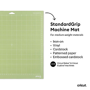Cricut StandardGrip Machine Mats 12in x 12in, Reusable Cutting Mats for Crafts with Protective Film, Use with Cardstock, Iron On, Vinyl and More, Compatible with Cricut Explore & Maker (3 Count)