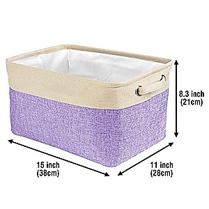 MALIHONG Personalized Foldable Storage Basket with Lovely Dog French Bulldog Collapsible Sturdy Fabric Pet Toys Storage Bin Cube with Handles for Organizing Shelf Home Closet, Purple and White