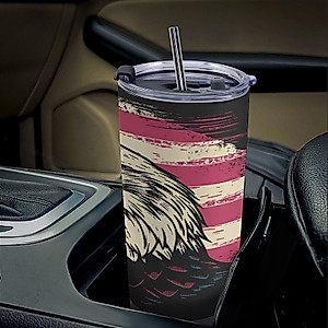 zxxpensy 20 Oz Tumbler Travel Cup Eagle Mid-Century Water Bottle, Stainless Steel Vacuum Insulated Coffee Mug with Straw Lid And Cleaning Brush