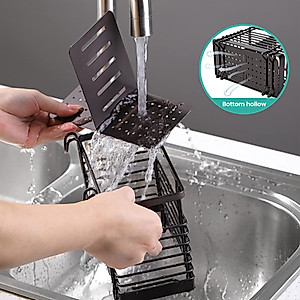 heylad Utensil Holder for Kitchen Counter- 8.1" x 4.2" x6.9" Large Utensils Holder For Farmhouse Cooking, Utensil Caddy Spatula Holder (2 Compartments )