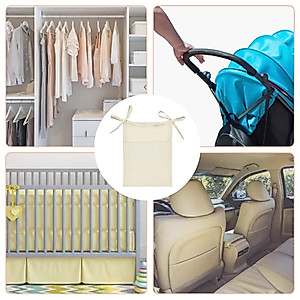 Baby Crib Cabin Bedside Storage Bag Bed Linen Hanging Pocket Baby Room Nursery Cot Caddy Bed Organizer for Clothing Diapers Drool Bibs Molar Toys (Beige)