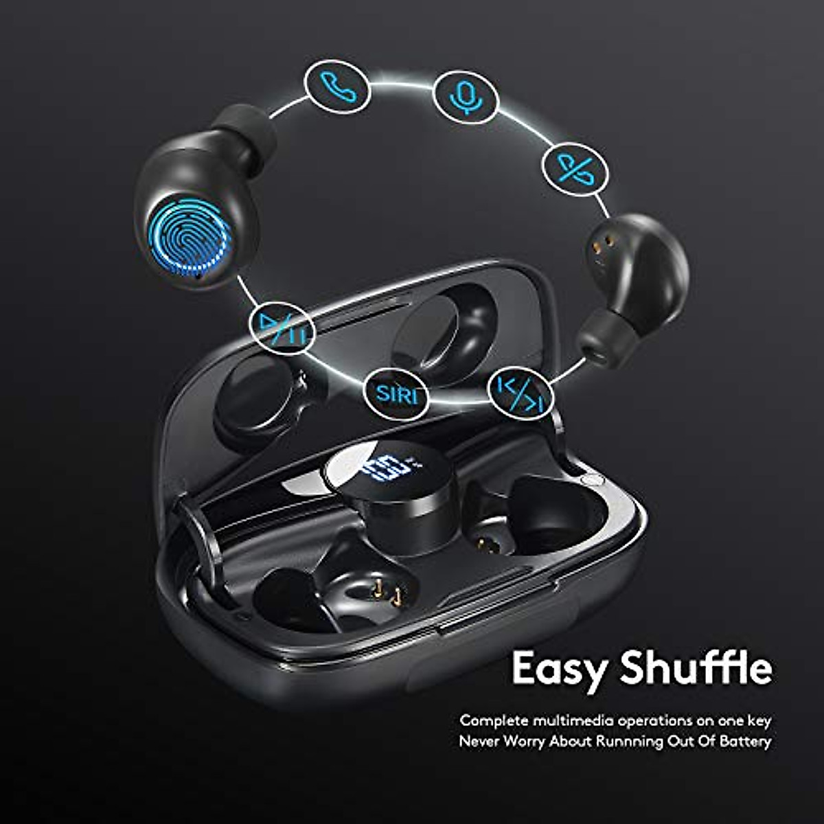 Xmythorig True Wireless Earbuds Bluetooth Headphones, IPX6 Waterproof Touch Control Earphone, CVC8.0 Noise Reduction for Clear Call, HiFi Stereo Deep Bass Audio in-Ear Headset w/Mic for Sports…