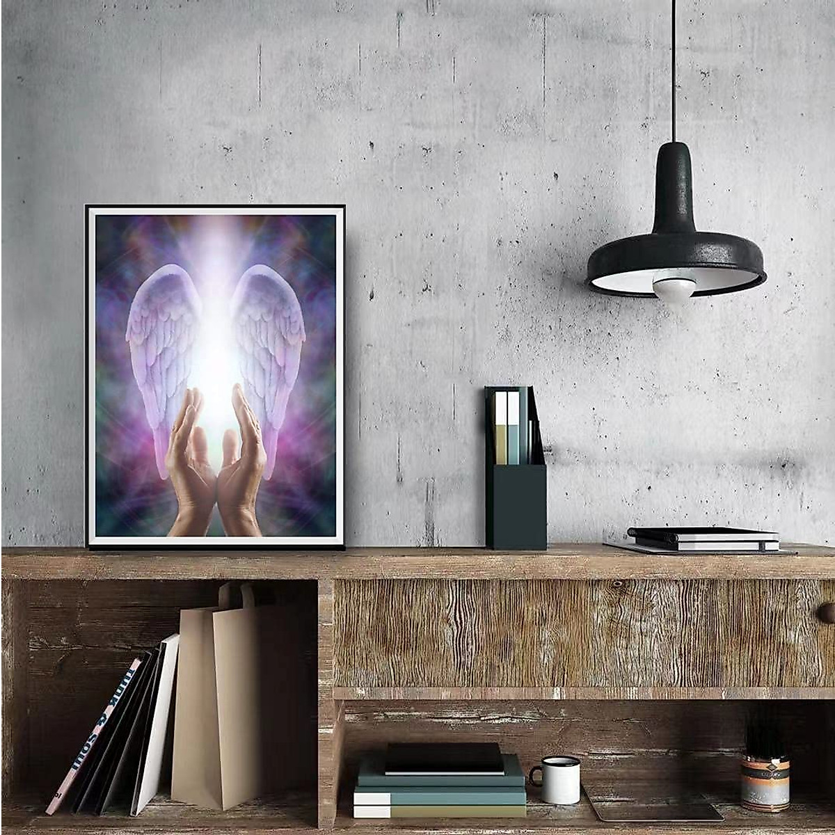 NIHO-JIUMA Diamond Painting Kits Pray Wings, 5D Full Drill Diamond Art Kits Painting Gift for Adult, Home Decoration (30X40cm/11.8x15.7inches)