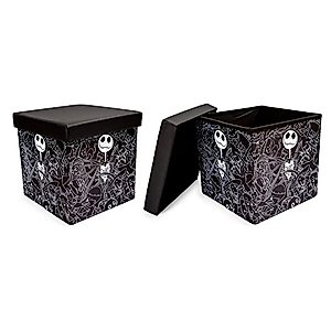 Disney The Nightmare Before Christmas Jack Skellington 15-Inch Storage Bin Cube Organizers, Set of 2 | Fabric Basket Container, Cubby Closet Organizer, Home Decor for Playroom | Gifts And Collectibles