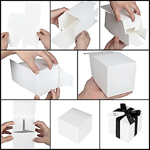 DOYIDE 100 Pack Small Gift Boxes, 2x2x2 Inches Favor Boxes White Paper Gift Boxes with Lids for Presents, Crafting, Cupcake Boxes, Gifts, Candy Boxes for Wedding Party Bridal Shower Baby Shower Favors