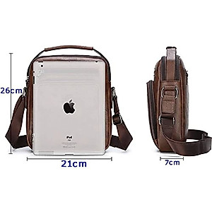 Hjkiopc Zipper Buckle Leather Messenger Bag Vintage Handle Bags for Men Ajustable Satchel Shoulder Bags Multifunction Casual Bag Temperament Fashion Handbag