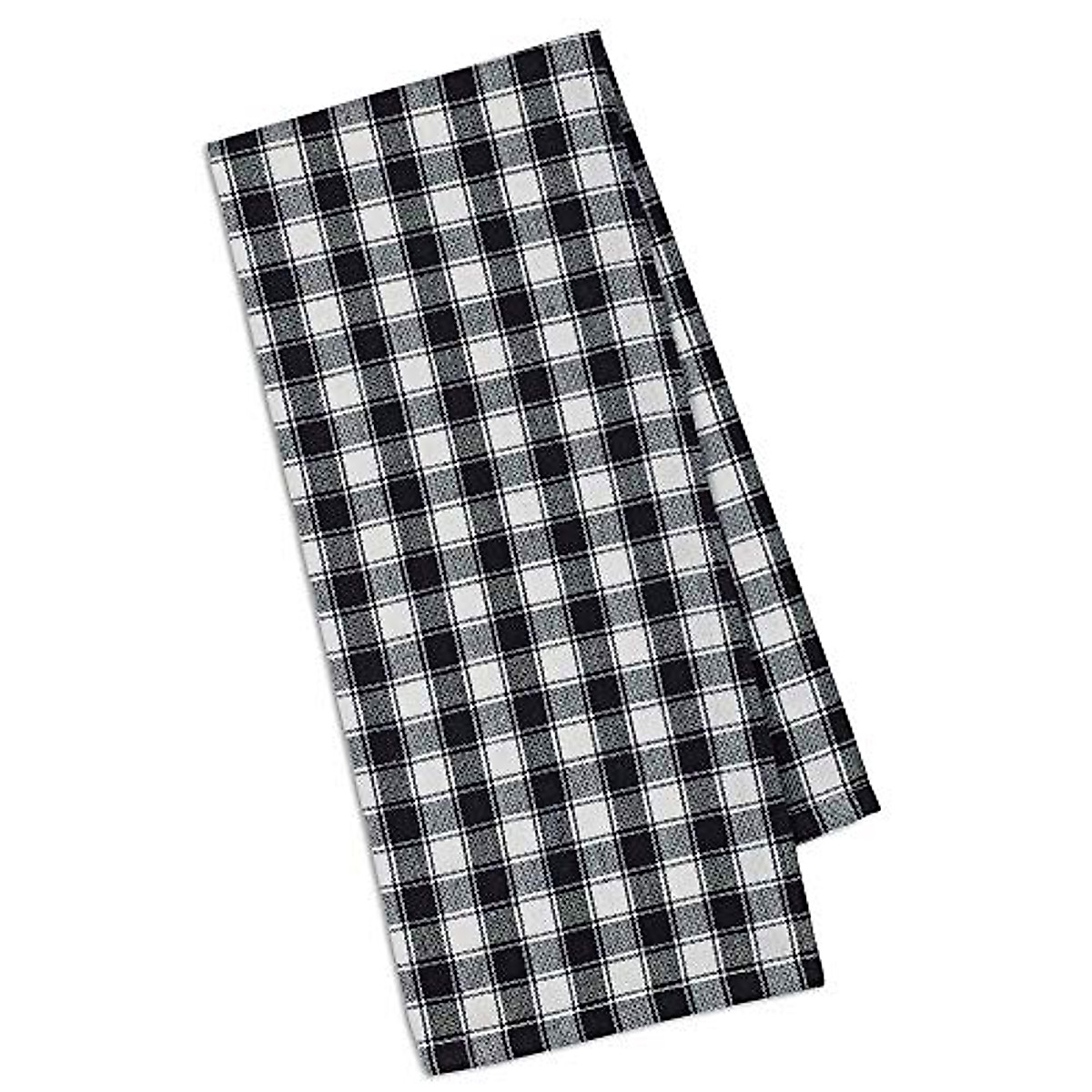 DII French Check Kitchen Collection Decorative Oversized Cotton Dishtowels, 18x28, Black/White, 4 Piece