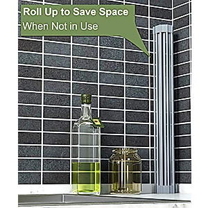 X Home Large Roll Up Dish Drying Rack, 20.5 x 13 Inch Silicone Coated Foldable Dish Rack Over The Sink for Kitchen, Gray