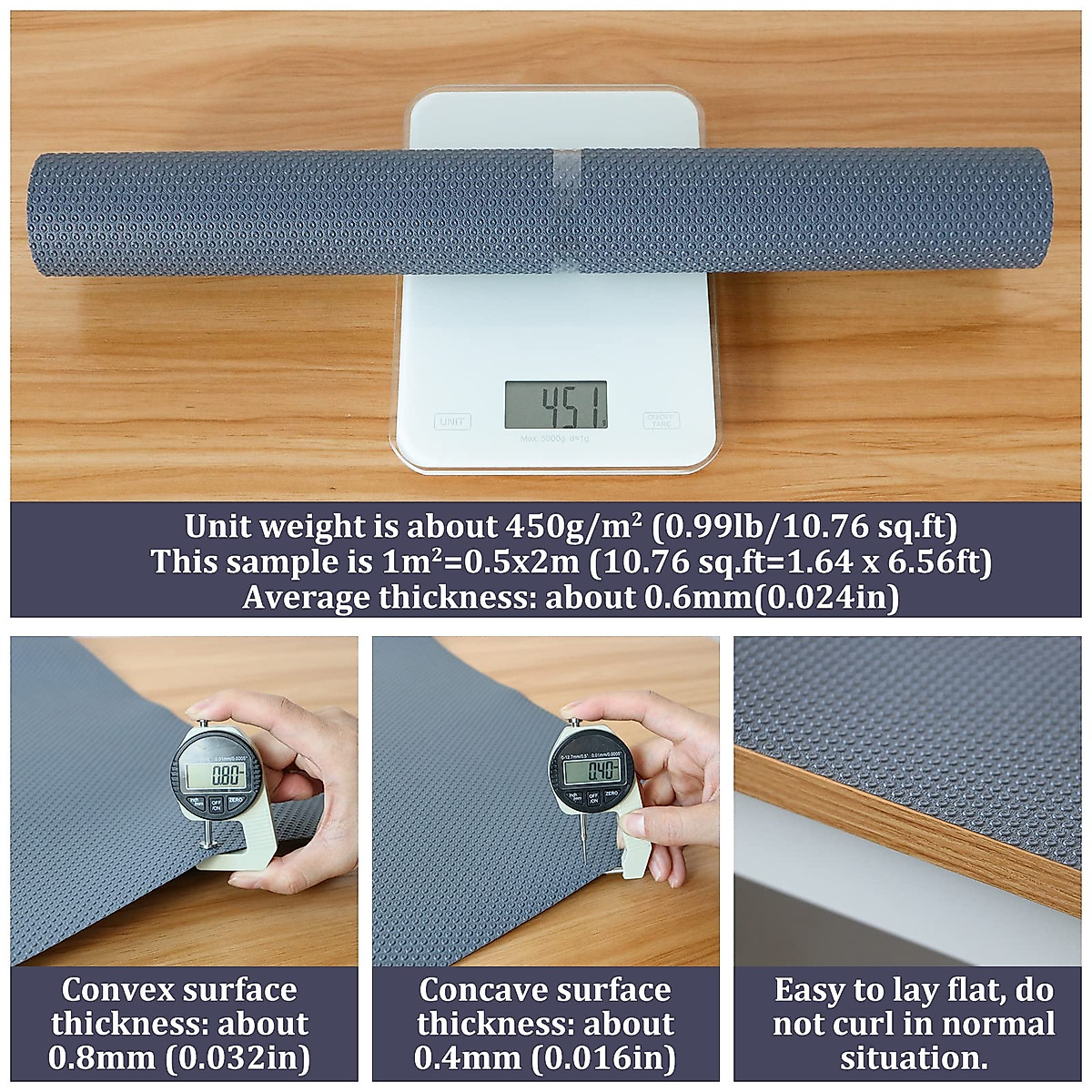 Hersvin Shelf Liners, 20in x 20ft Kitchen Drawer Mats, Non-Adhesive EVA Cupboard Protector, Cabinet Lining (Dark Gray/Dot)