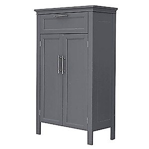 UDeuxff Bathroom Storage Cabinet,Freestanding Bathroom Floor Cabinet,Kitchen Pantry Cabinet,Wooden Side Storage Organizer with Double Door for Kitchen,Living Room,Bathroom (Gray)