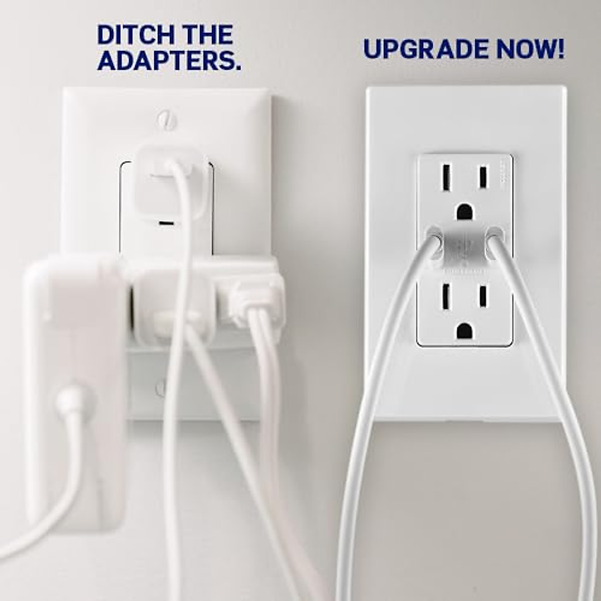 Leviton T5636-W 60W USB Dual Type-C Power Delivery In-Wall Charger with 15A Outlet, USB Charger for Laptops, Smartphones, Tablets, and More, White