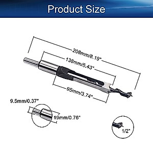 Square Hole Drill Bit, 1/2" Bearing Steel Hollow Chisel Mortise Power Tool for Woodworking 2Pcs, (Bettomshin)