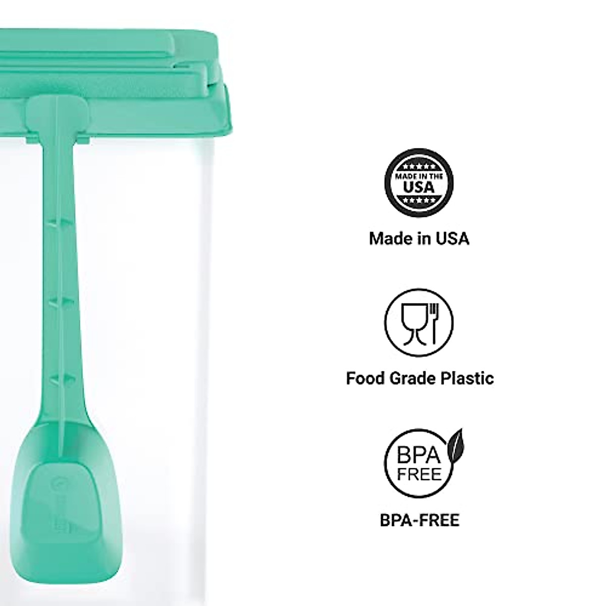 Buddeez All Purpose Food Storage Scoop Flour Container, Large, Aqua