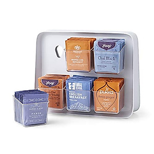 YouCopia TeaStand Tea Bag Organizer with Clear Removable Bins, Cabinet or Pantry Storage Caddy, 120-Bag