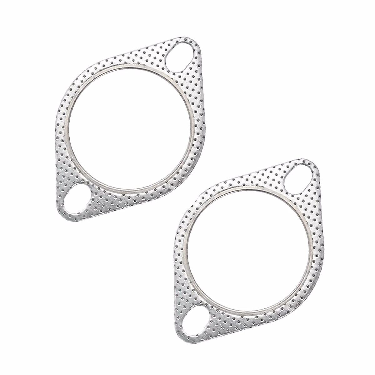 GKmow 2 PCS Car Exhaust Pipe Interface Gasket, Stainless Steel Graphite Composite Plate High Temperature Resistant Muffler Sealing Gasket, Exhaust Manifold Parts, Suitable for Most Models (Silver)