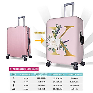 Flower Lette K Pink Luggage Cover Elastic Washable Stretch Suitcase Protector Anti-Scratch Travel Suitcase Cover for Kid and Adult L (25-28 inch suitcase)
