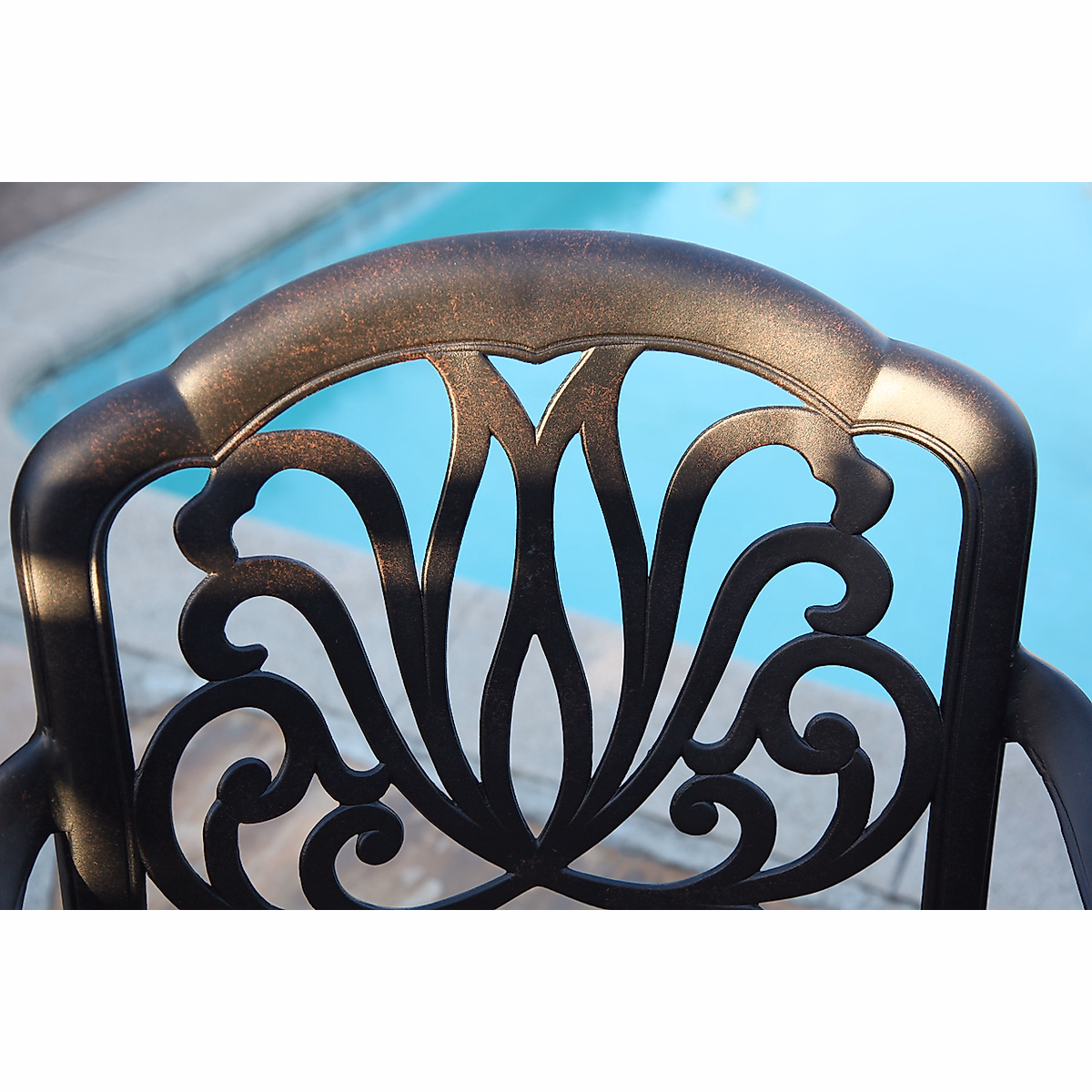 GrandPatioFurniture.com CBM Patio Elisabeth Collection Cast Aluminum 9 Piece Dining Set with 8 Swivel Rockers SH211-8S CBM1290