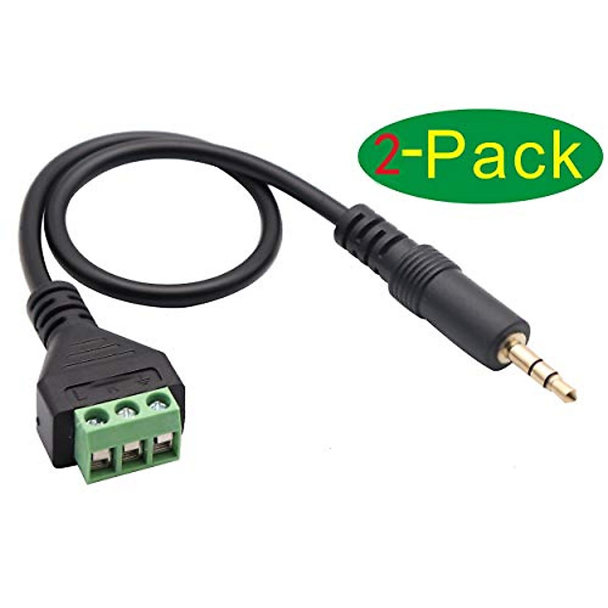 zdyCGTime 3.5mm Screw Terminal Block Cable 3.5mm (1/8inch) Stereo Audio Male to 3 Pin/Way Female Bolt Screw AV Headphone Type Adapter Cable（30CM/2Packs)(3Pole/M)