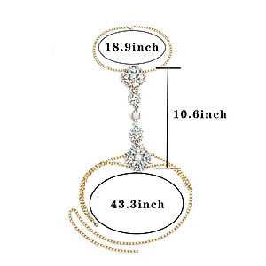 ELABEST Boho Rhinestone Statement Chest Chain Crystal Necklace Body Chain Summer Beach Body Jewelry Accessories for Women (AB Colorful)