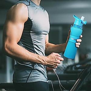 CAMPWOLF Collapsible Water Bottle,Reusable Leakproof Silicone Foldable Water Bottles for Travel Sports Gym Camping Hiking, BPA Free, 22 oz (BLUE)