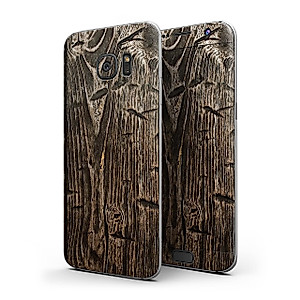 Design Skinz Design Skinz Rough Textured Dark Wooden Planks Full-Body Wrap Decal Skin-Kit for The Galaxy S9 Plus