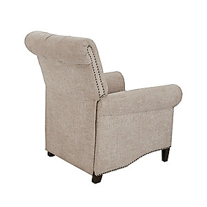 Madison Park Aidan Recliner Chair - Solid Wood, Plywood, Roled Back Button Tufted Accent Armchair Modern Classic Style Family Room Sofa Furniture, Cream
