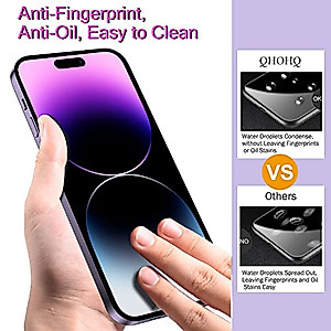 QHOHQ 3 Pack Screen Protector for iPhone 14 Pro Max 6.7 Inch with 3 Pack Tempered Glass Camera Lens Protector, Ultra HD, 9H Hardness, Scratch Resistant, Case Friendly