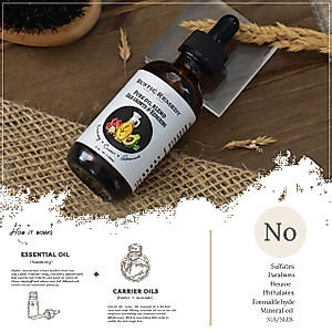 Rustic Remedy 100% Organic, Cold-Pressed Rosemary, Castor and Avocado Oil | Growth & Frizz Repair Oil Treatment (2 oz) | 100% Natural, Pure Oil for Dry Damaged Hair for Women and Men
