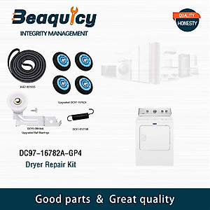 2024 Upgraded Dryer Repair Kit Replacement for Samsung Dryer includes DC97-16782A Roller,Belt 6602-001655/5ph2337,Idler Pulley DC93-00634A and DC61-01215B Spring,Replaces for DV48H7400EW/A2