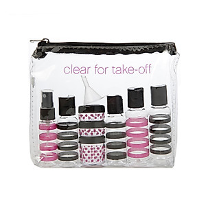 Miamica Women's Toiletry Kit, Black & Pink, 12-Piece