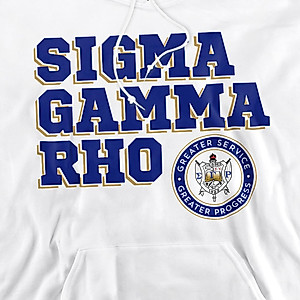 Sigma Gamma Rho Sorority Official Block Text Unisex Adult Pull-Over Hoodie,White, Small