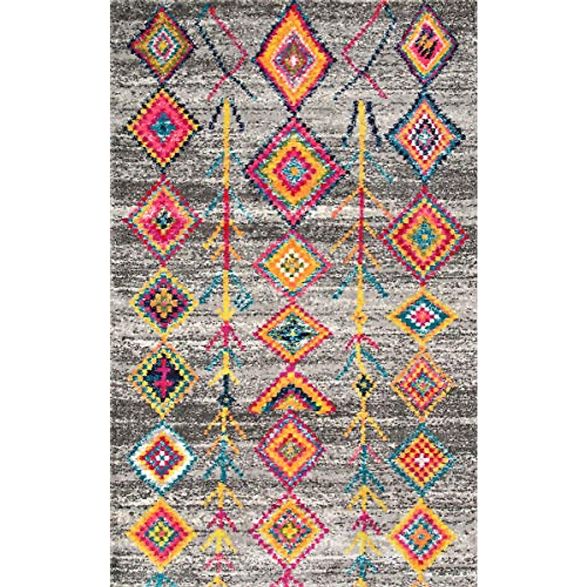 nuLOOM Catrine Bohemian Diamonds Shag Area Rug, 8' 10" x 12', Dark Grey
