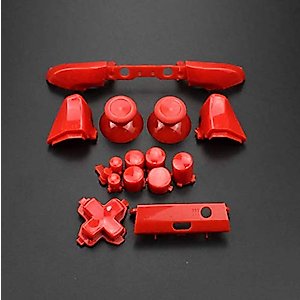 RB LB Bumper RT LT Trigger Buttons Mod Kit for Xbox One S Slim Controller Analog Stick Dpad Solid &Chorme (Solid Red)