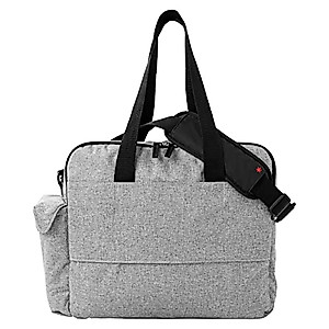 Skip Hop Diaper Bag: Iconic Duo Weekender, Extra Large Capacity with Changing Pad & Stroller Attachment, Grey Melange