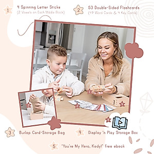 Wooden Reading Blocks Montessori Toy for Toddlers - Preschool Educational Alphabet Puzzle Manipulatives & Learning Games for Boys & Girls - Kids Love Learning with Our CVC Phonics Activity